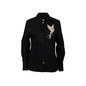 HOUSE OF LAINES LONDON Embellished Bird Of Paradise Tie Detail Shirt - Black