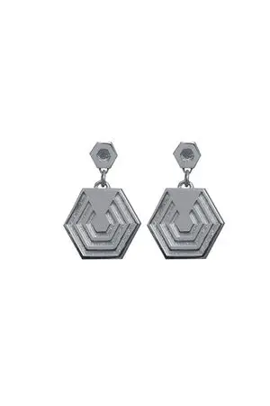 EDGE ONLY Hexagon Drop Earrings Sterling - Silver