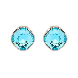 EMMA HOLLAND JEWELLERY Aqua Cushion Crystal Clip Earrings - Blue