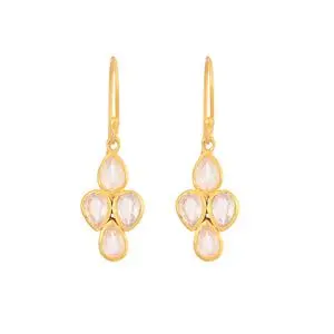OPIUM JEWELS Gold / White Soul Star Earrings Rainbow Moonstone - Gold/white