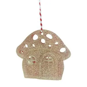 BY SHAX Chunky Mushroom House Reindeer Ornat - Gold