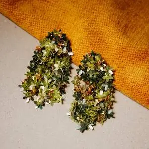 LOTT. GIOIELLI Sequin Flower Rain Drop Earrings - Green