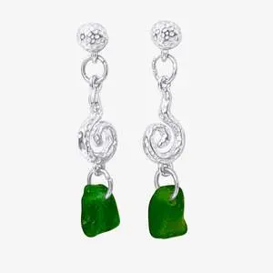 GLASSTYK Palmespiral Earrings Steel - Green