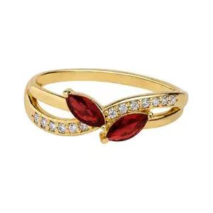 BELINDA JEWELZ Gold / Red Garnet Marquise Bypass Birthstone Ring - Gold/red