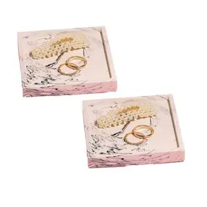 BY SHAX Zebra Marbled Trinket Tray Pair - White
