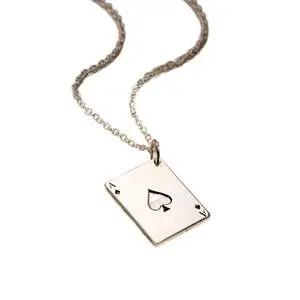 POSH TOTTY DESIGNS Sterling Ace Of Spades Playing Card Charm Necklace - Silver