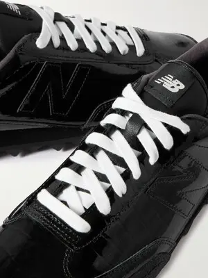 NEW BALANCE Gator Run Croc-effect Leather Sneakers