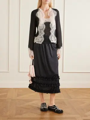 Anna Sui Lace-trimmed Jersey Cardigan