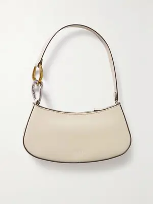 Staud Ollie Glossed-leather Shoulder Bag - Neutrals
