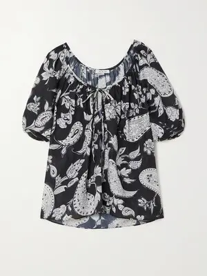 Fil De Vie Juno Paisley-print Cotton-batiste Blouse