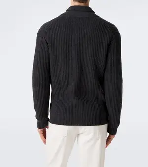 ALLUDE Ribbed-knit Wool And Cashmere Cardigan - Grey
