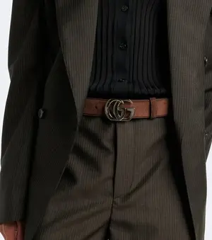 Gucci Gg Marmont Suede Belt - Brown
