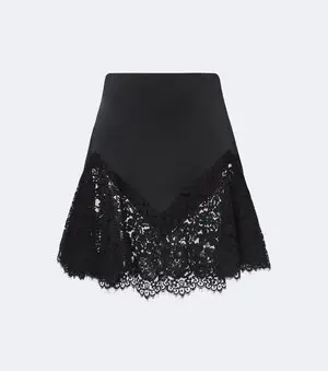 Stella McCartney Asymmetric Lace-trimmed Satin Mini Skirt