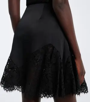 Stella McCartney Asymmetric Lace-trimmed Satin Mini Skirt