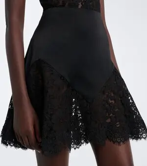 Stella McCartney Asymmetric Lace-trimmed Satin Mini Skirt