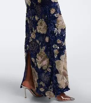 LA FUORI Sequined Floral Gown