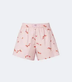 GANNI Floral Cotton-blend Poplin Shorts - Pink