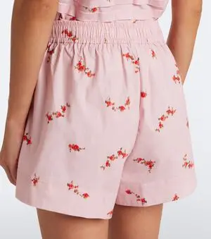 GANNI Floral Cotton-blend Poplin Shorts