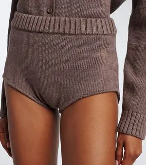 Magda Butrym Ribbed-knit Cotton High-rise Shorts