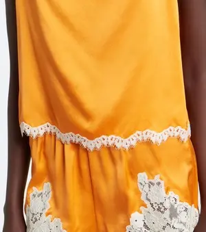 DÔEN Loure Lace-trimmed Silk Camisole - Orange