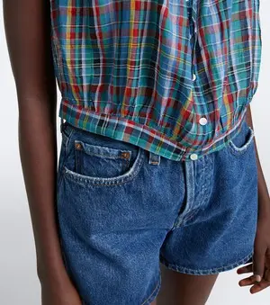 DÔEN Theo Plaid Cotton Crop Top - Multicoloured