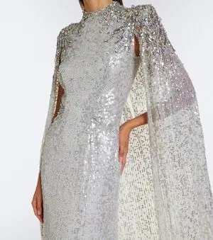 Jenny Packham Embellished Cape Gown