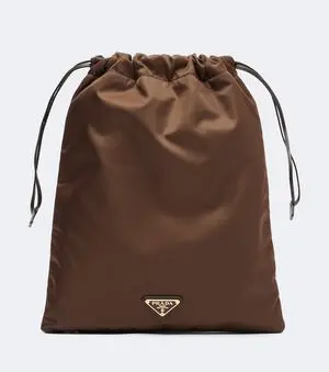 Prada Wish Leather-trimmed Re-nylon Pouch - Brown
