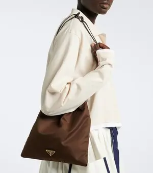 Prada Wish Leather-trimmed Re-nylon Pouch