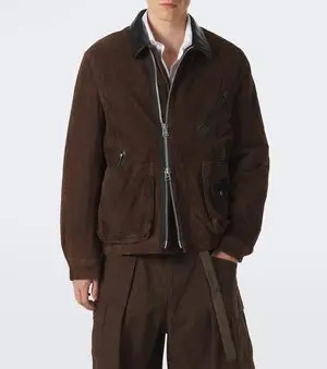 Sacai Leather-trimmed Suede Blouson Jacket