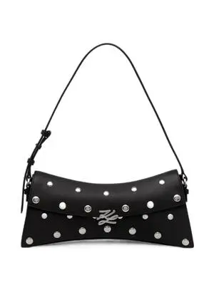 Karl Lagerfeld Stud-embellished Logo-plaque Shoulder Bag - Black