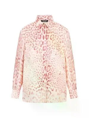 Roberto Cavalli Leopard-print Silk Shirt - Pink