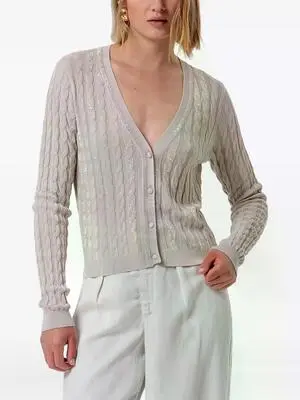FRACOMINA Sequin-embellished Cable-knit Cardigan