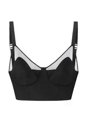 Elisabetta Franchi Cool Wool And Tulle Top - Black