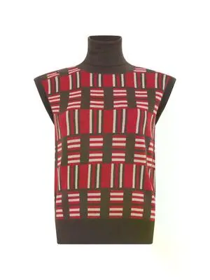 MOORER Checkered Sleeveless Jumper