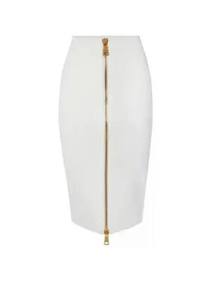 Elisabetta Franchi Knit Skirt With Zip - Neutrals