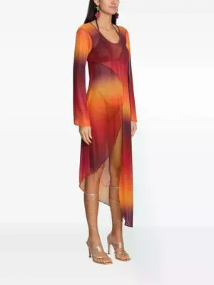 AMIR SLAMA X Tati Barbieri Ombré-effect Asymmetric Beach Cover-up - Orange