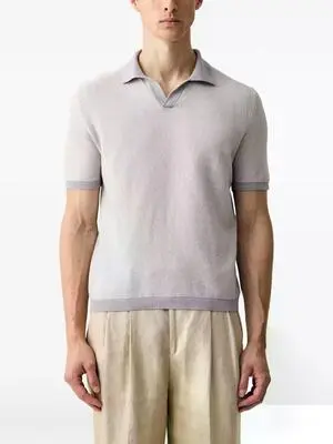 BENETTON Textured-knit Short-sleeved Polo-collar T-shirt