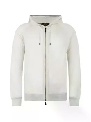 MOORER Zip-up Drawstring Hoodie - Grey