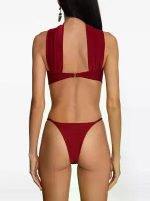 AMIR SLAMA X Tati Barbieri Hammered-effect Halterneck Bikini