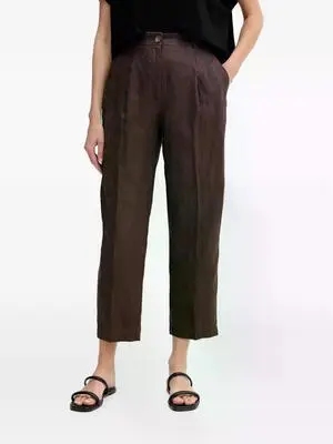 BENETTON Pleated Straight-leg Cropped Trousers - Brown