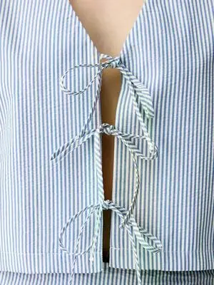 BENETTON Striped Tie-fastening Sleeveless Blouse