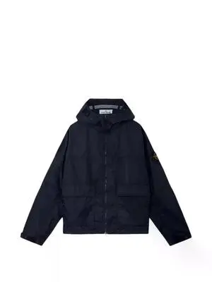 Stone Island Hooded Logo-patch Jacket - Blue
