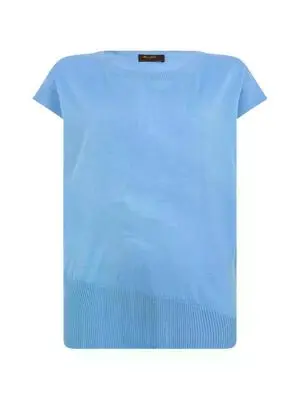MOORER Ribbed-trim T-shirt - Blue