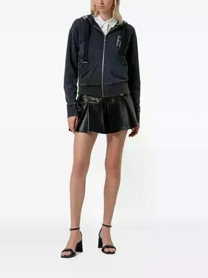 FRACOMINA Crystal-embellished Zip-up Hoodie - Black