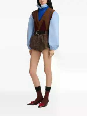 Marni Purple Poplin-bloomers With Checked Pattern