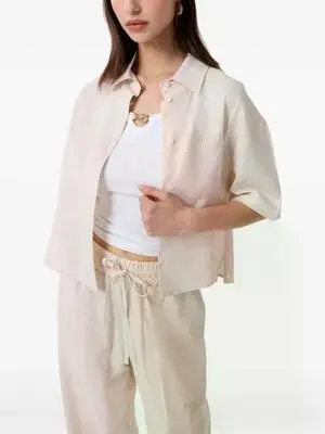 GAELLE PARIS Cropped Short-sleeve Shirt - Neutrals