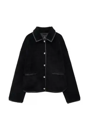 ANINE BING Camden Jacket With Leather Trim - Black