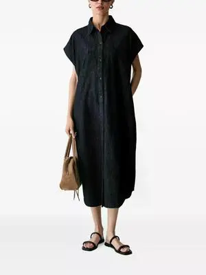 BENETTON Button-up Short-sleeved Denim Midi Dress