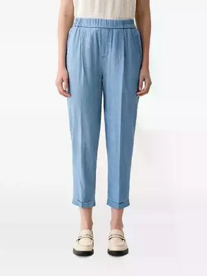 BENETTON Elasticated-waist Tapered Trousers - Blue