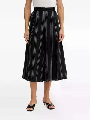 BENETTON Vertical-stripe Cropped Palazzo Pants - Black